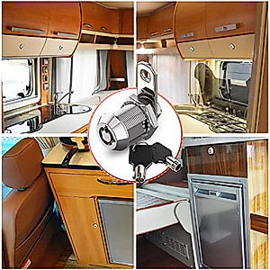 MKING Locks Tubular Cam Lock,RV Storage Lock,Cabinet Locks, Keyed Alike Removable Key (7/8 Inch 90°, Chrome Pack of 4)