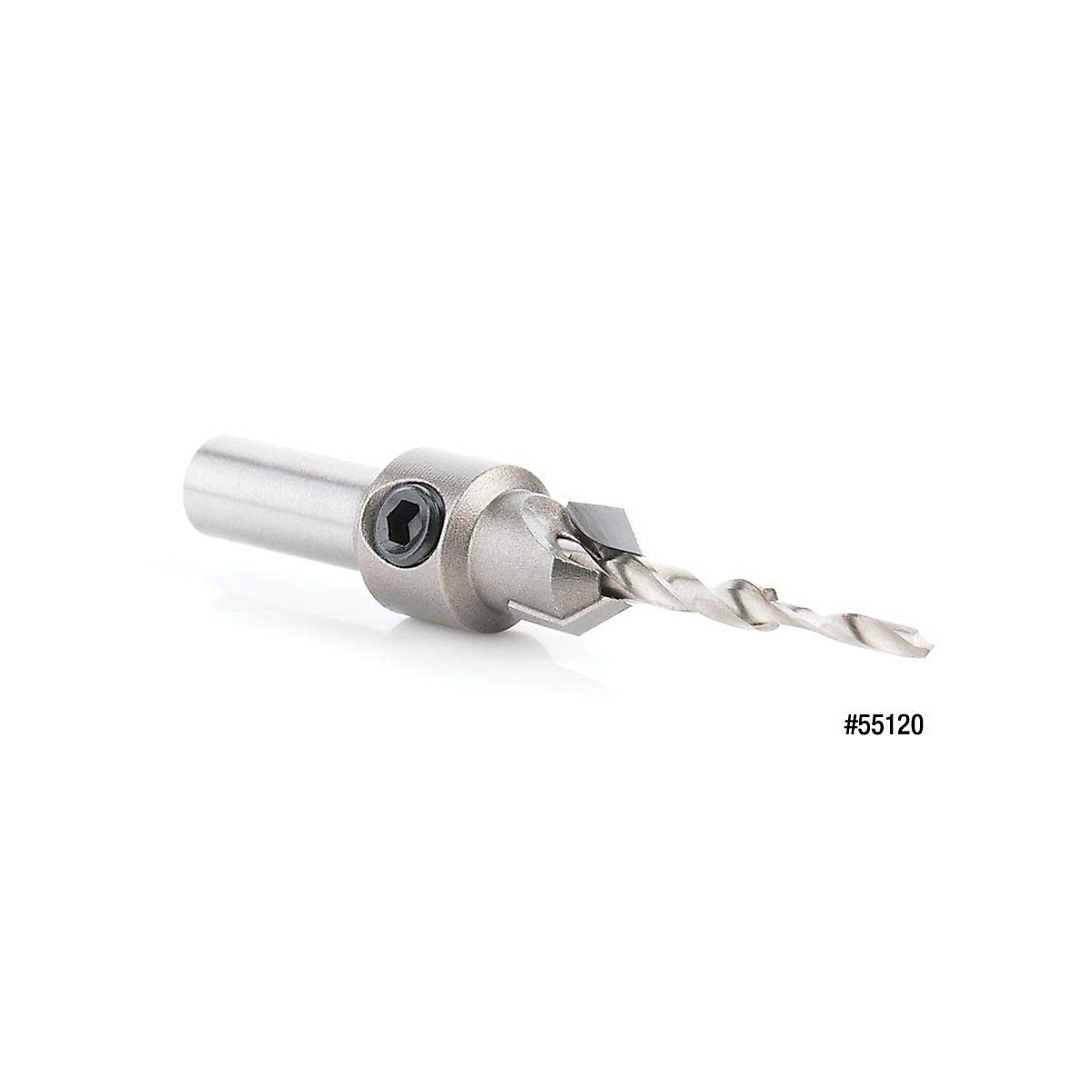 Amana Tool - (55122) Carbide Tipped 82° Countersink with Slow Spiral Stepped Drill, 6 & #8 Screws 25/64 Dia x 5/32 Drill Dia