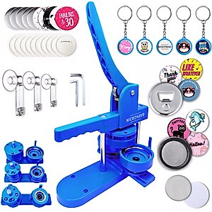 Nice2Have Button Maker Machine Multiple Sizes 1-1.25-2.25in (500 Buttons,15 Bottle Openers,15 Fridge Magnets,15 Keychain Buttons, 500+ Free Designs,3 Circle Cutters) - Pin Maker Machine