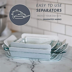 Bakeware Protectors - Set of 9 - Gray - 3 Pieces 19 X 15" Plus 3 Pieces 16 X 14" Plus 3 pieces 14 x 14" – Padded Pot and Pan Protectors To Protect Square And Rectangular Cookware