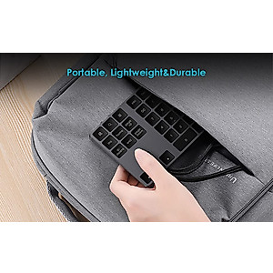 IKOS Bluetooth Number Pad, 34-Key Wireless Portable External Bluetooth Numeric Keypad with Multiple Shortcuts Compatible for Computer Laptop Windows Surface iMac MacBook Surface Pro (Black)