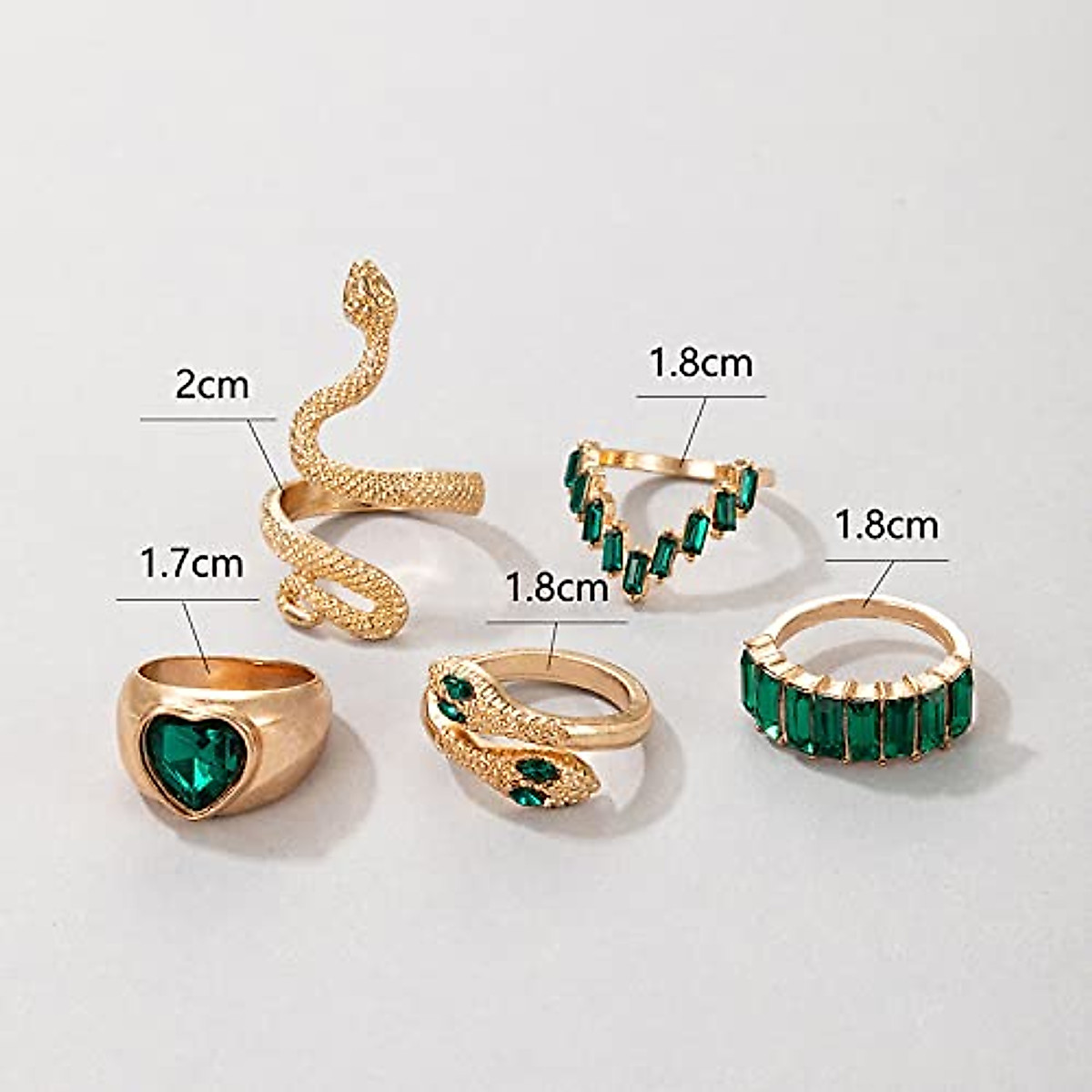 ZZ ZINFANDEL Boho Crystal Snake Rings Set,Stacking Rings Set, Knuckle Ring Set, Stackable Midi Cuff Rings