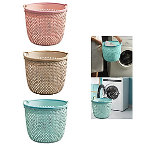Laundry Hamper with Handles, Flexible Laundry Basket, Plastic Laundry Hamper Hollow Dirty Clothes Storage Basket for Clothes, Bedroom, and Storage (Blue)