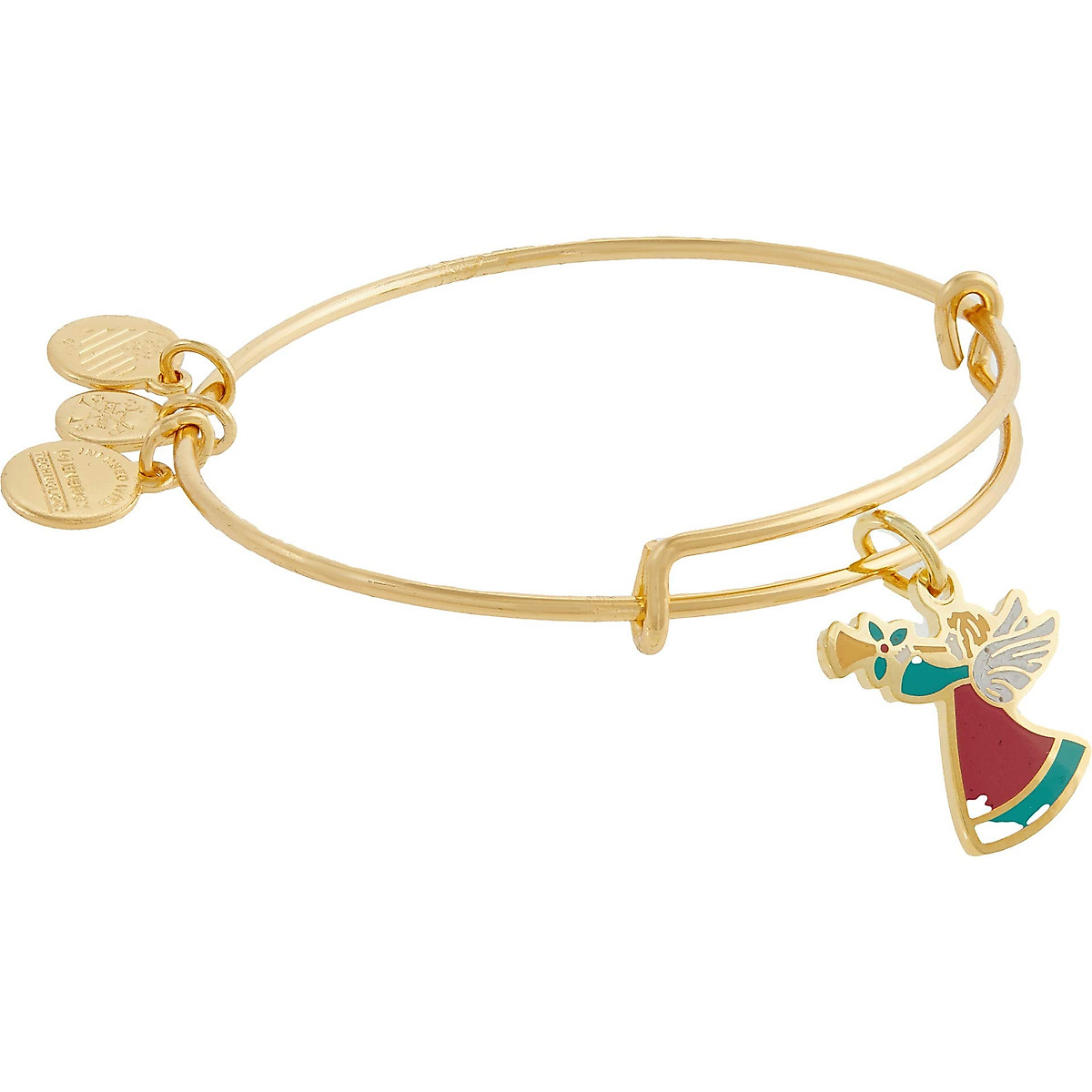 Alex and Ani Expandable Bangle for Women, Holiday Angel Charm, Shiny Gold Finish, 2 to 3.5 in