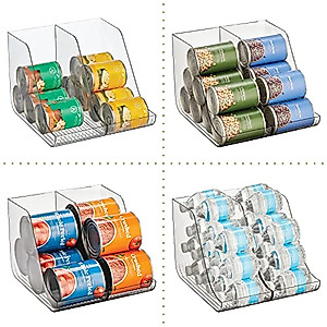 mDesign Plastic Beverage Storage Can/Bottle Dispenser for Kitchen, Fridge, Freezer, Pantry, Organizer for Soda, Pop, Drinks, Beer, Water Bottles; Holder for 24-26 Cans, Ligne Collection, 2 Pack, Clear