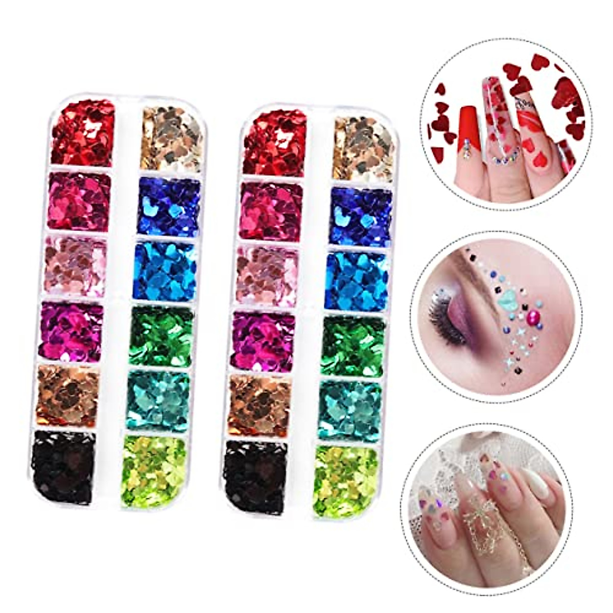 4 Boxes Nail Art Stickers Box Sets Flash Suit Nail Sequins Holiday Nail Stickers Nail Glitter Paillette Valentine Nail Glitter Shinning Nail Sequins Heart Nail Art Sequin 3D Body