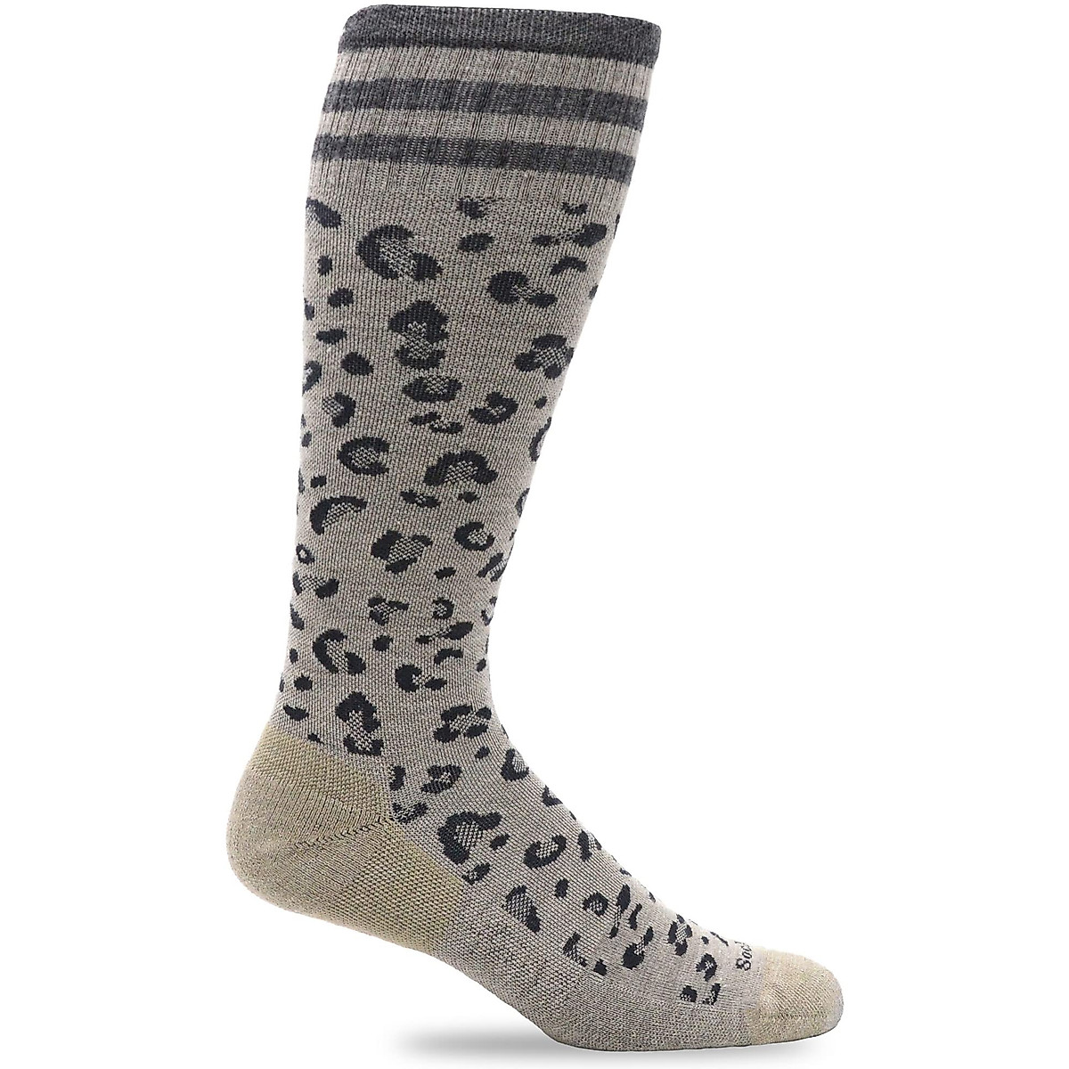 Sockwell Women's Leopard Moderate Graduated Compression Sock, Putty - M/L