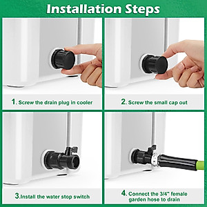 WADEO Cooler Drain Plug Hose Connection Kit with 6FT Garden Hose and Shut Off Valve for Yeti, Rtic Coolers