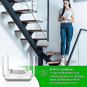 D-Link Eagle Pro Ai WiFi 6 Smart Internet Router (AX3200) - Optimized for Gaming & Streaming, Compatible with Alexa and Google, AX3200 (R32)