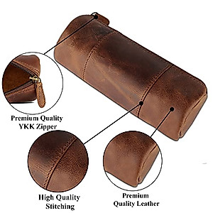 The Antiq Make-up Pouch, Leather Zipper Pouch, Leather Pencil Case, Marker Pouch