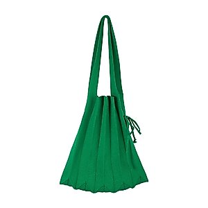 Segolike Women Knit Pleated Korean Fashion Shoulder Pleated Bag Ladies Elegant Tote Bag, Green