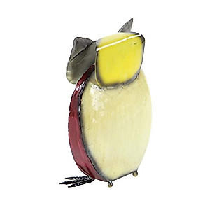 Deco 79 Metal Owl Indoor Outdoor Garden Sculpture with Floral Pattern, 8" x 4" x 11", Yellow