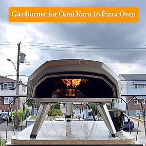 BBQ-PLUS Gas Burner for Ooni Karu 16 Pizza Oven Attachment,BBQ Accessories for Ooni Karu 16 with Gas Converter,Set of 1 Black