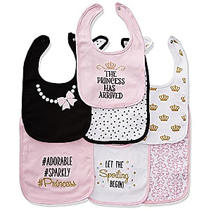 Hudson Baby Unisex Baby Cotton Bibs, Princess, One Size