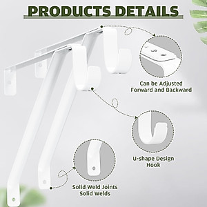 Gisafai 8 Pack White Adjustable Shelf Rod Support Bracket 12x9.8x1 Inch Heavy Duty Metal Wall Mount Rod Bracket with Rod Holders Closet Rod Support Bracket Clothes Storage Hanger for Shelf Closet Rod
