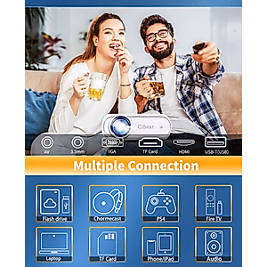 Mini Projector for iPhone, 1080P DVD Projector with Bluetooth and 120 inches Screen, Portable Video Projector for Outdoor Family Movie Night Compatible Phone/HD/Stick/USB,Built in DVD Player Projector