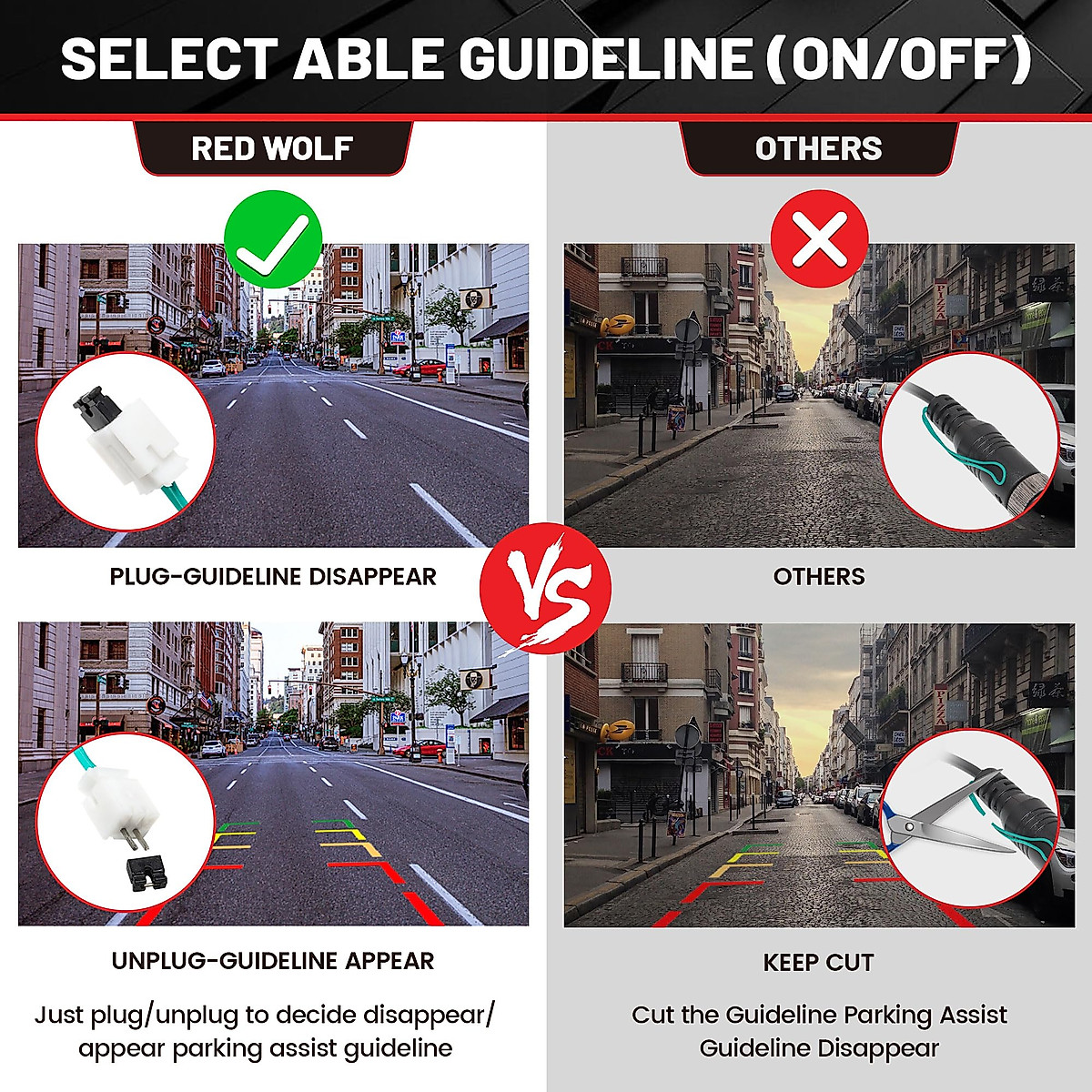 RED WOLF Tailgate Handle Backup Camera Fit for 1999-2006 Chevrolet Chevy Silverado/GMC Sierra 1500 2500 3500HD Pickups Reverse Rear View Backup Camera, Waterproof Guideline w/12V Power Cable RCA Plug