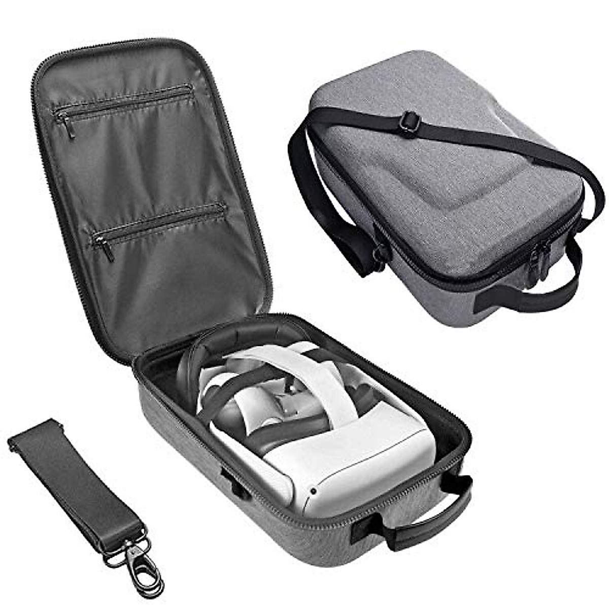 Pinson Hard Travel Case Compatible with Oculus Quest 2 / Quest VR Gaming Headset and Controllers Accessories Carrying Bag (Gray)