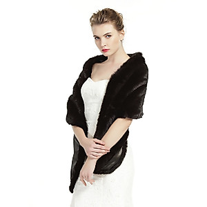 BEAUTELICATE Women's Faux Fur Shawl Stoles Wrap for Bridal/Wedding/Party