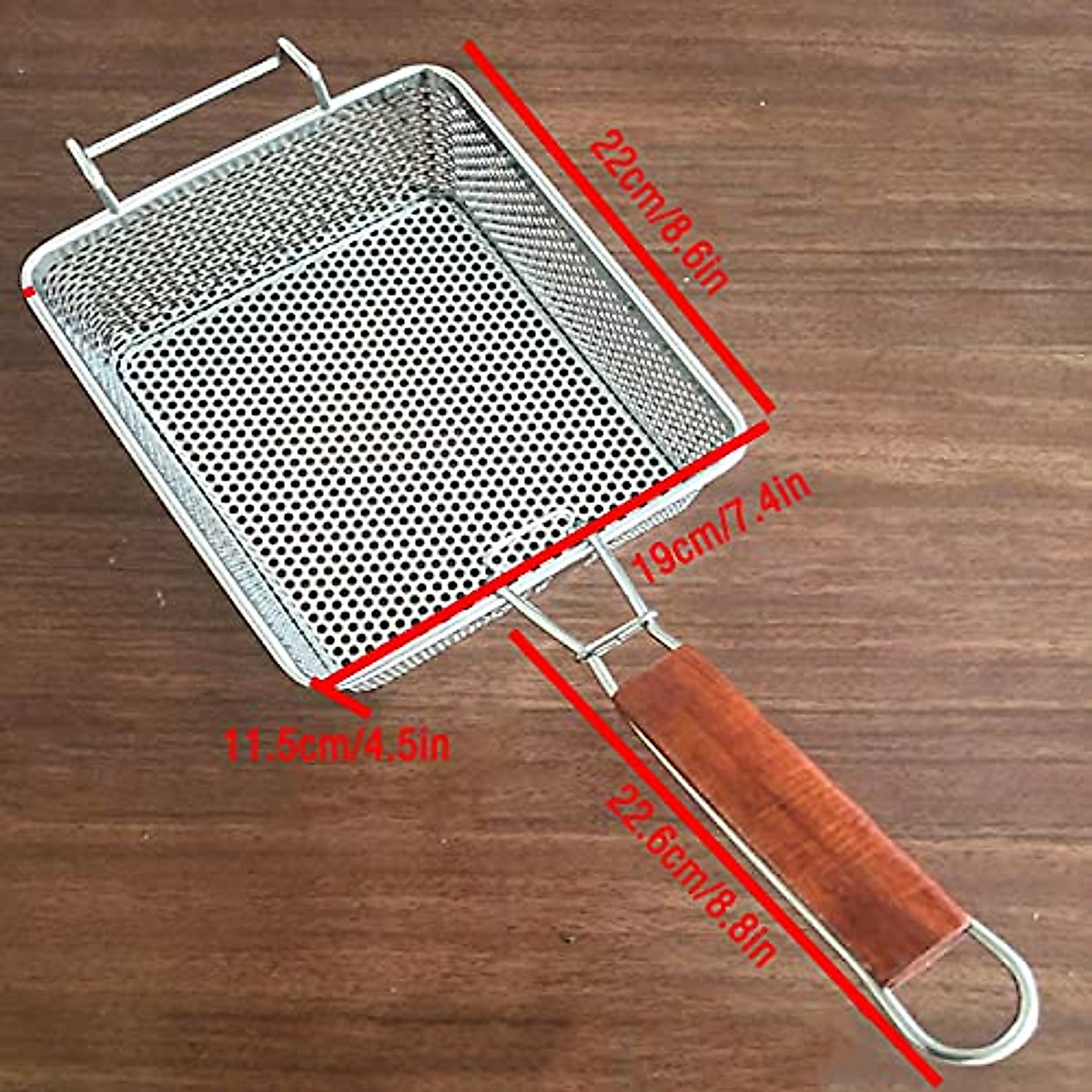 TEMKIN Chip Basket Stainless Steel Encrypted Frying Basket Commercial French Fries Basket Fried Food Filter Mesh with Anti-scalding Handle Kitchen Cooking Tools Basket