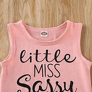 Toddler Kids Baby Girl Summer Clothes Sassy Shirts Tank Top+Dinosaur Shorts Pants Outfit Set (Tank top+Shorts, 2-3T)