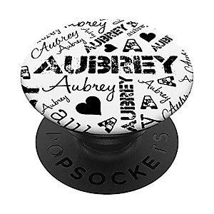 Aubrey Name Cool Black and White Scattered Pattern PopSockets PopGrip: Swappable Grip for Phones & Tablets