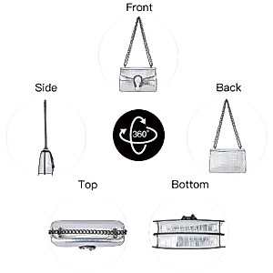 Erideno Crossbody Bags for Women Trendy Crocodile Grain Purses for Women Purse Chain Shoulder Bag Leather Handbags for Women（Silver）