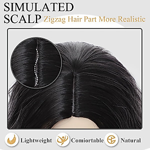 GOWIT Ombre Silver Grey Wigs for Women 30 Inch Long Curly Wavy Wig Middle Part Dark Roots Natural Looking Synthetic Heat Resistant Wig for Halloween Christmas Daily Cosplay Party Use