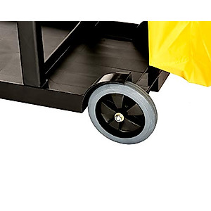 Alpine Housekeeping Cart - Tradiotional Janitorial Cleaning Cart - 3 Large Shelves - Commercial Rolling Janitor Caddy with Vinyl Bag - Custodial Utility Carts (Traditional Cart)