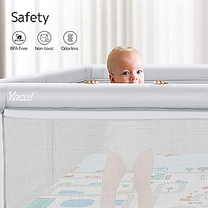 Baby Playpen with Mat, 79"x71" Extra Large Play Pens for Babies and Toddlers, Infants Playpen Gate Kids Safety Play Yard (Light Gray)