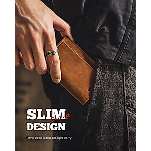 DUGRAFT Mens Bifold Card Holder with Aluminum POP UP Credit Card Ejector RFID Blocking, ID Window and 2 Extra Card Slots, Gift Box Packed, Brown