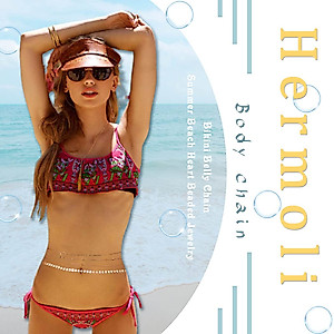 Boho Waist Belly Chain Gold Layered Heart Body Chains Summer Beach Bikini for Girls and Women