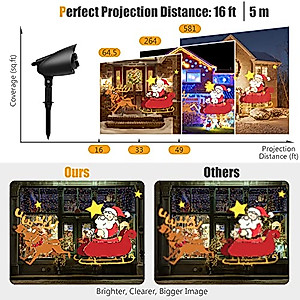 Safstar Christmas Projector Light, Outdoor Waterproof Decorative LED Lighting with Santa and Elk Pattern, Holiday Project Light for Party Xmas Decoration