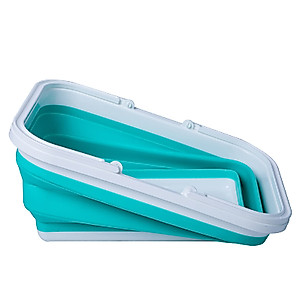 AUTODECO 2 Pack Collapsible Sink with Handle Towel, 2.37 Gal / 9L Foldable Wash Basin for Washing Dishes, Camping, Hiking and Home Gray and Blue