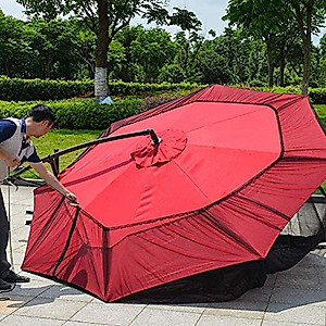 ALWOA Patio Umbrella Netting,Polyester Mesh Screen with Zipper Enclosure - Patio Umbrella Netting for Porch Canopy Set Screen House Works Outdoor Garden Umbrella Table Parasol Cover