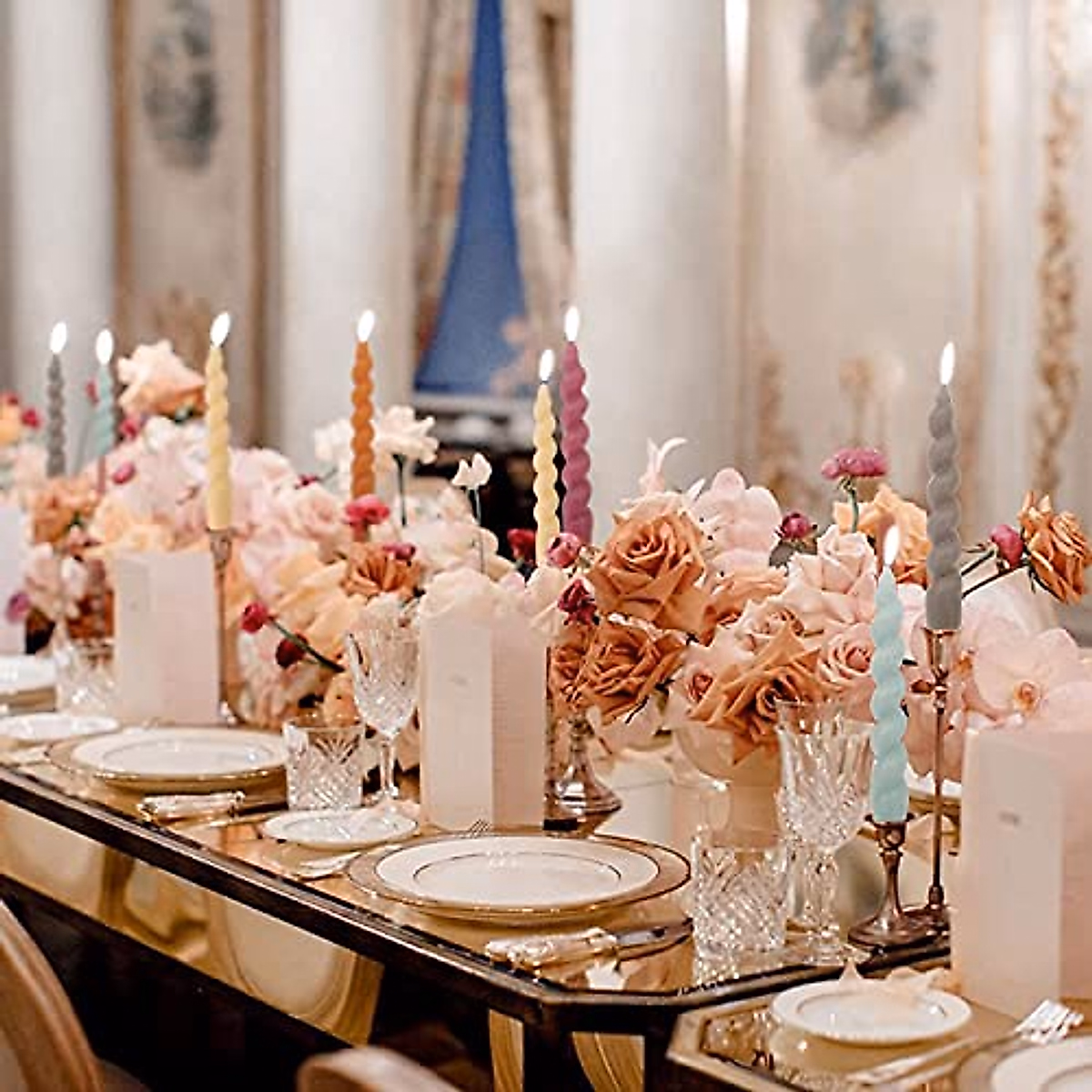 Berkebun 20CM Spiral Taper Candle -Conical Stick Candles,H7.5inch, for Holiday Wedding Party Wax Unscented Dinner Candle Long Votive Candles,Christmas Giftt,Chime Candles.(2, Blue)