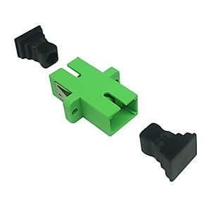 CERRXIAN SC Singlemode Fiber Optic Adapter SC Female to SC Female APC Simplex Single Mode Fiber Optical Coupler Network Internet Connector Adapter with Mount Panel (Green 5-Pack)