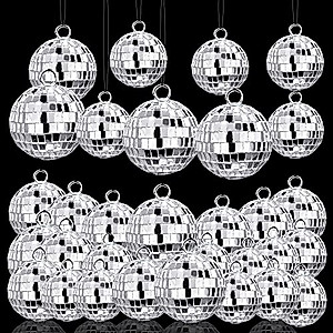 40 Pcs Disco Balls Ornaments Silver Mini Disco Balls Reflective Mirror Ball Cake Decoration 70s Disco Party for Christmas Holiday Party Decor 3 Sizes