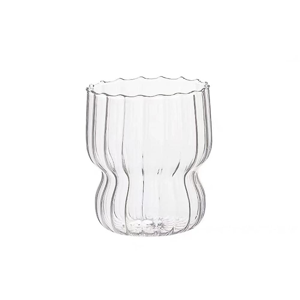 URMAGIC Vertical Stripe Cocktail Glass, 8.8 Oz Dessert Cup,Glass Ice Cream Cup,1 Pcs Beverage Glasses,Heat Resistant Coffee Mug,Origami Style Glass Cup,Wine Glasses,Vintage Bar Glassware