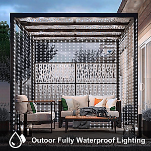 echosari Battery Operated Curtain String Lights, 6.6×6.6ft 200 LED Curtain Lights with Remote 8 Modes Timer Waterproof for Outdoor Indoor Wedding Backdrops Bedroom (Cool White)