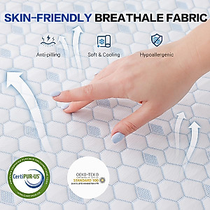 TRIPARK Queen Size Cooling Gel Mattress, 12 Inch Memory Foam Mattress for Back Pain & Pressure Relief, Bed in a Box, Medium Firm Mattress, CertiPUR-US Certified