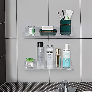 YestBuy 4 Pack Acrylic Floating Wall Shelves 15",Invisible Kids Bookshelf, Pop Display,Wall Mounted Shelves Storage Organizer for Bedroom,Bathroom,Living Room,Kids Room