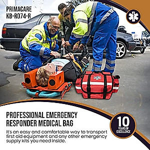 PrimaCare KB-RO74-R First Responder Bag for Trauma, 17" x 9" x 7", Red