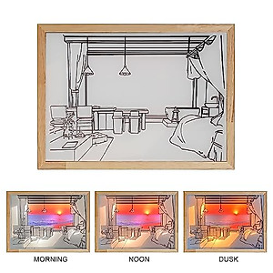 JANARARY Decorative Lamp on Desk, Warm Seaside Design Desktop Illustration Light, USB Low Power Desk Lamp with Morning/Afternoon/Sunset 3 Modes