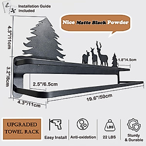 Towel Racks for Bathroom,Matte Black Bathroom Towel Holder Wall Mounted,Rustic Kitchen Dish Towel Hanger with Double Towel Bar,with Nails and Self Adhesive