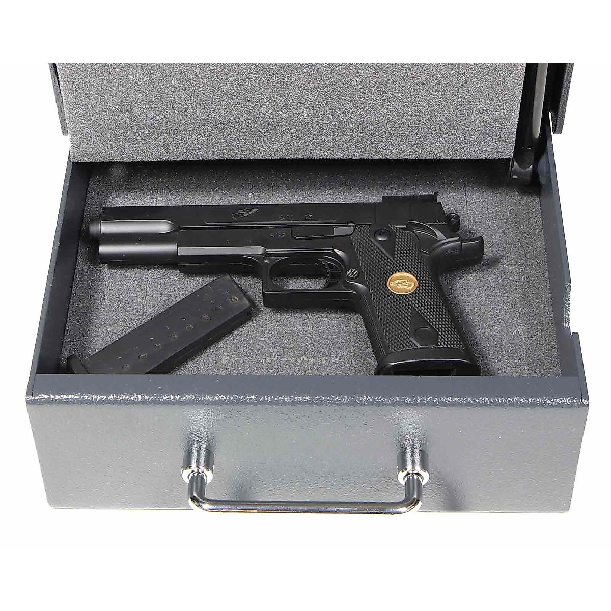 American Security Products Amsec PS1210HD Heavy Duty Pistol Storage Box, Silver