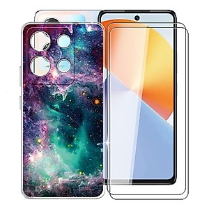 KJYFOANI for Infinix Note 30 Case with 2 x Tempered Glass Screen Protector, Transparent Shockproof Solf Silicone Protection Case for Infinix Note 30, Case for Women Men, (6.78") - Glisten