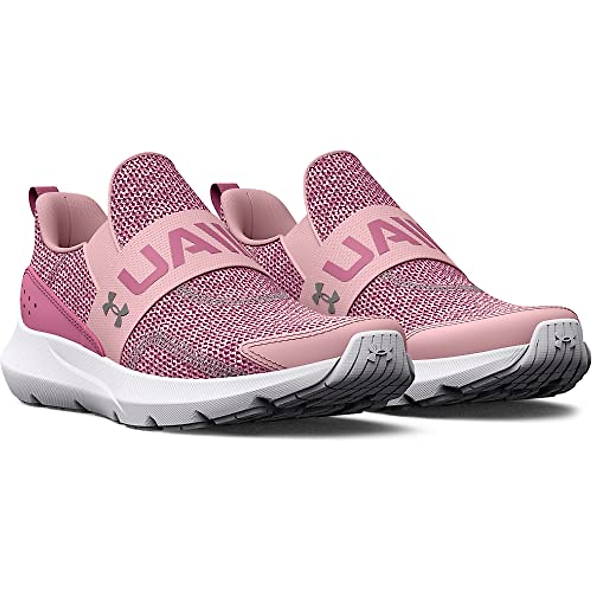 Under Armour Girl's Little Kid Pre School Surge 2 Slip On, (600) Prime Pink/Flamingo/Metallic Silver, 2