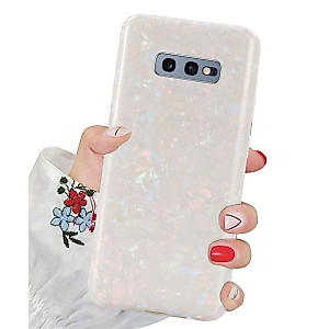 J.west Galaxy S10e Luxury Sparkle Glitter Pattern Slim Clear TPU Silicone Protective Phone Case - Colorful