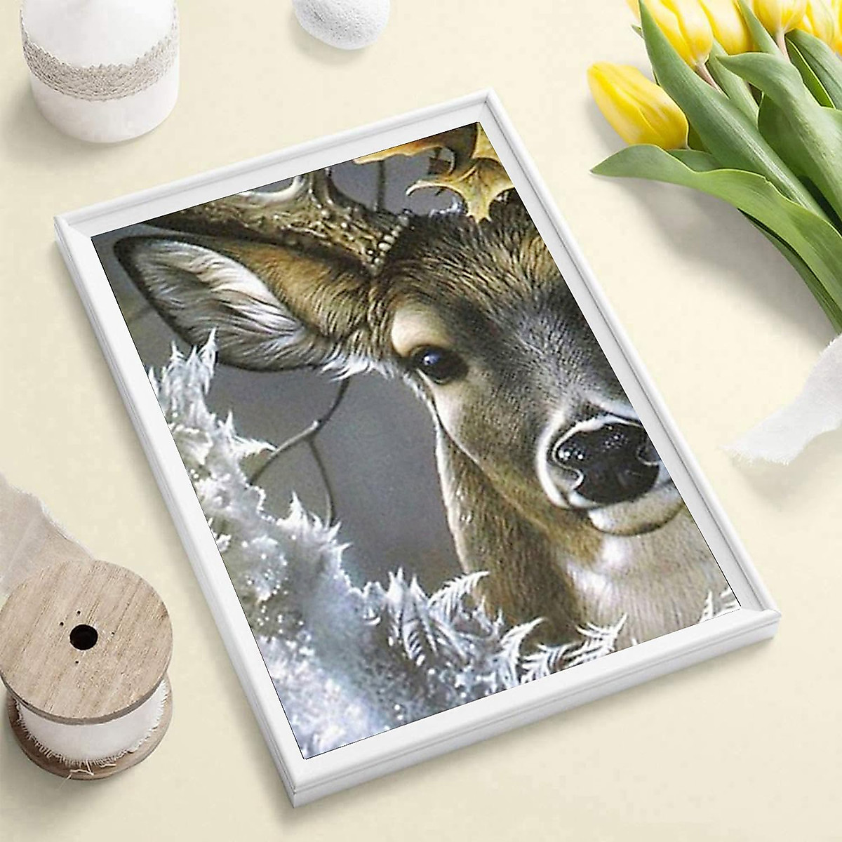 Snowplanet Deer Diamond Mosaic Painting- Diamond Art Kits for Adults,Full Drill Diamond Mosaic Painting Kits,5d Gem Art for Adults Wall Home Decor (YNC068)